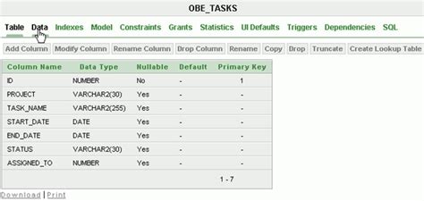 manipulating database objects using oracle application express 3 2