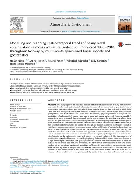 Pdf Modelling And Mapping Spatio Temporal Trends Of Heavy Metal