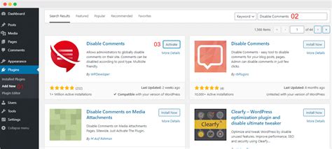 how to install and activate disable comments wpdeveloper