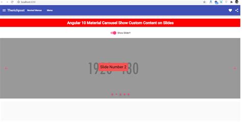 how to display text over angular material carousel slider
