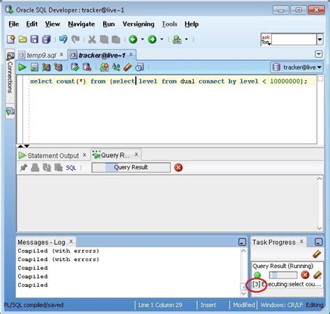 tools query execution time in oracle sql developer database