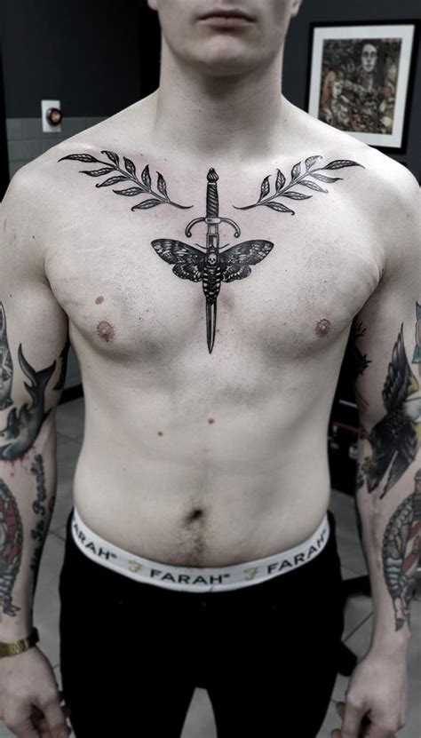 Black Work Tattoo Torso Tattoos Rose Chest Tattoo Chest Tattoos