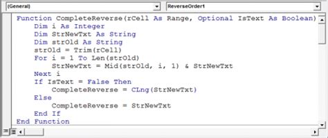 how to get text and number in reverse through vba in microsoft excel
