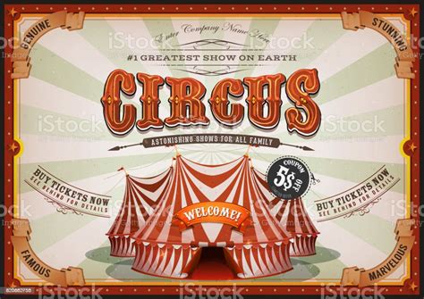 vintage circus poster with big top stock illustration download image