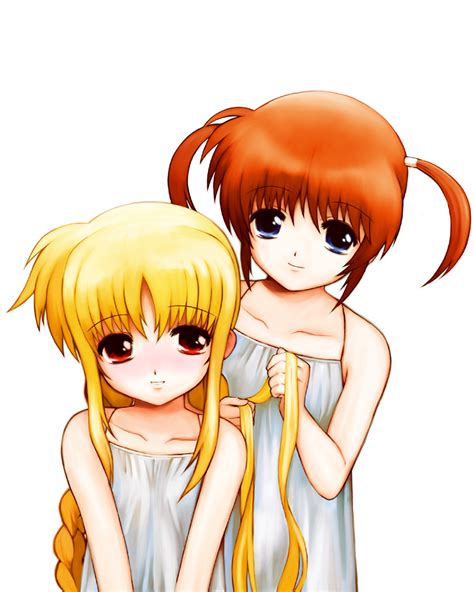 Safebooru 2girls Blue Eyes Braid Brown Hair Chemise Fate Testarossa