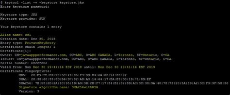 keytool command utility to generate a keystore certificate request csr