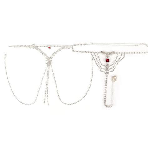 New Sexy Bikini Women Thong Panties Body Chain Rhinestone Bra And Thong