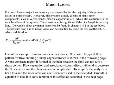 Ppt Frictional Losses In A Pipe Flow Major Losses Powerpoint