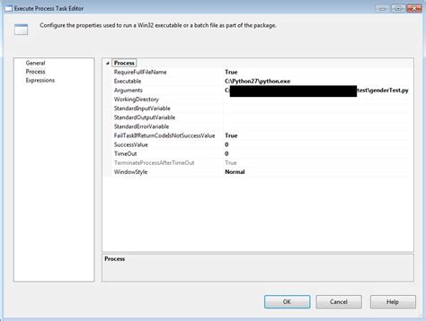 ssis execute process task python script stack overflow