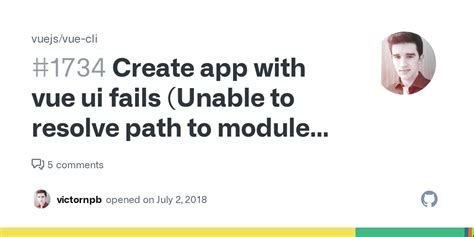 create app with vue ui fails unable to resolve path to module