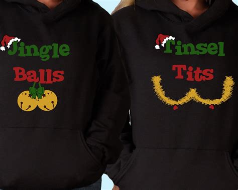 Jingle Balls And Tinsel Tits Christmas Couple Matching T Shirt Digital