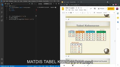 pembuktian tabel kebenaran menggunakan python youtube