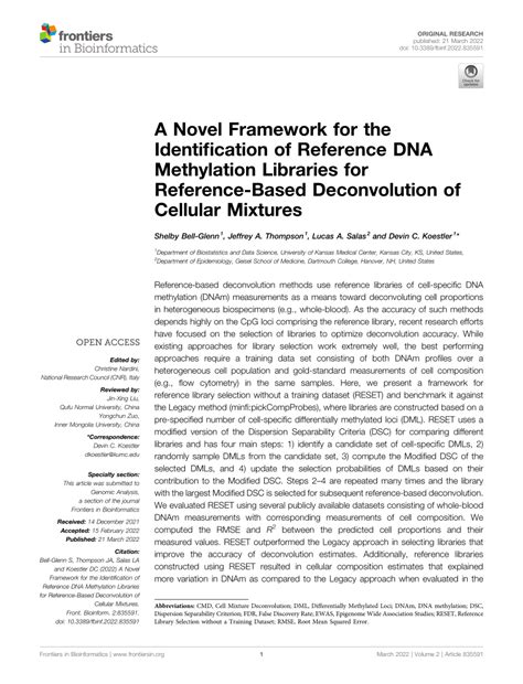 Pdf A Novel Framework For The Identification Of Reference Dna