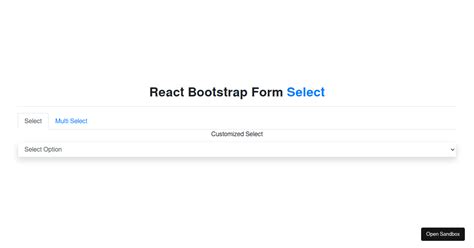 react bootstrap form select custom codesandbox