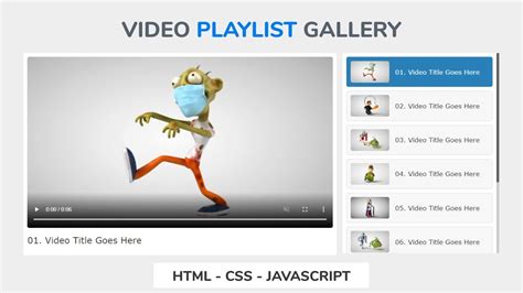 create a responsive video playlist gallery using html css