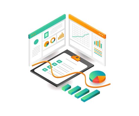 Premium Vector Illustration Isometric Concept Data Analyst Business Plan