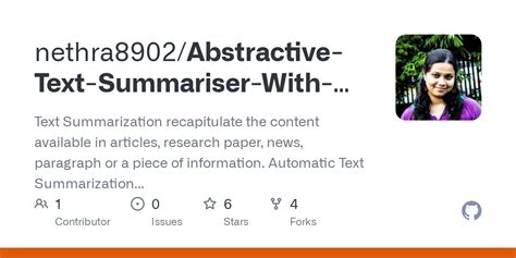 Github Nethra8902 Abstractive Text Summariser With Nlp Text
