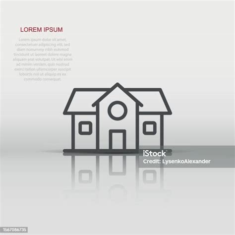 Ikon Bangunan Dalam Gaya Datar Ilustrasi Vektor Rumah Pada Latar