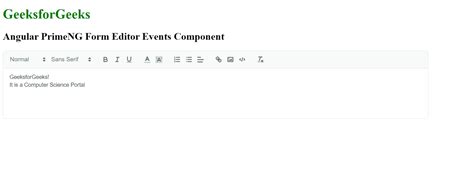 angular primeng form editor events geeksforgeeks