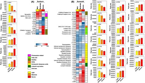 Normalised Heatmap Responses And Vertical Bar Of Sunburn A And