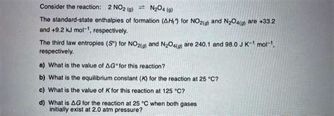 Solved Consider The Reaction 2no2 G ⇌n2o4 G The