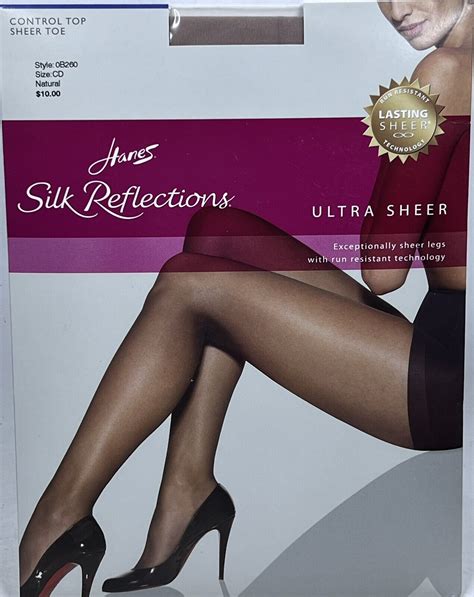 New Hanes Silk Reflections Ultra Sheer Pantyhose Sz Cd Natural Control
