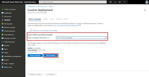 create a vm using a community template azure stack hub