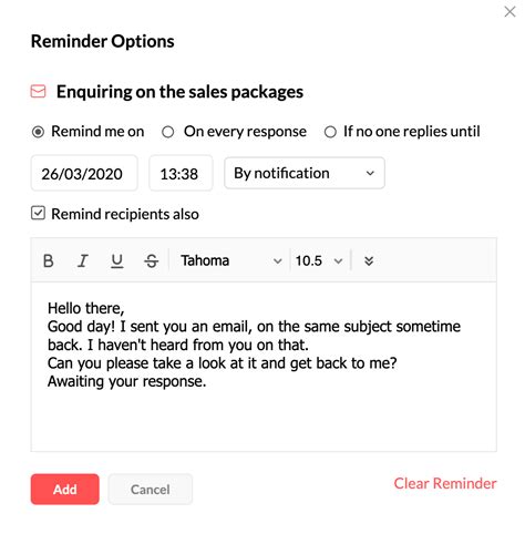 email reminders and follow ups zoho mail