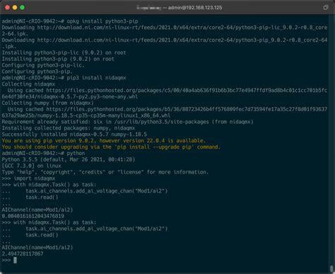 在 ni linux real time 设备上安装 ni daqmx python api ni