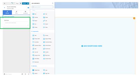 shortcode component colibri docs