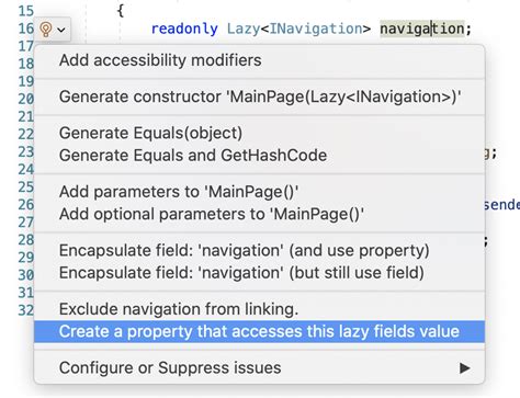 generate readonly constructor mfractor documentation