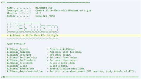 wi3smenu udf slide menu win 10 style autoit example scripts