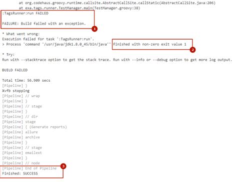 testing jenkins ignores the exit code 1 from gradle run task stack