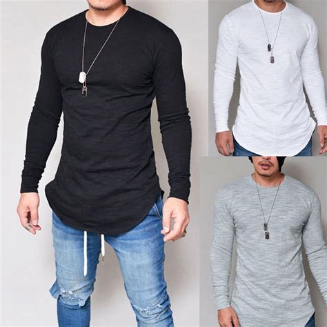 Men Slim Fit Long Sleeve Muscle Tee T Shirt Casual Tanias Online