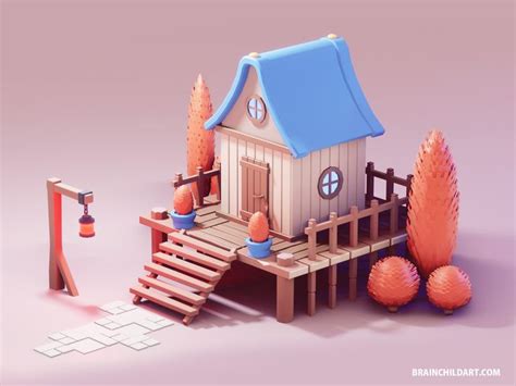 low poly hut in blender 2 90 3d game asset low poly games