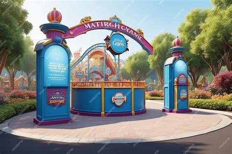 Mockup De La Señalización De Entrada Del Parque Temático Con Espacio