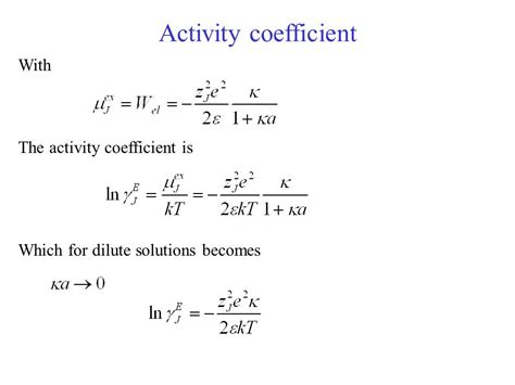 Activity Coefficient Formula