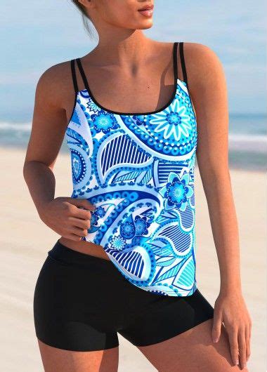 Paisley Print Wide Strap High Waisted Tankini Set Usd 9