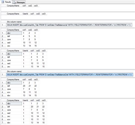 bulk insert csv file into a database using sql server