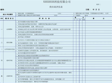 供应商评估表 Word文档在线阅读与下载 无忧文档