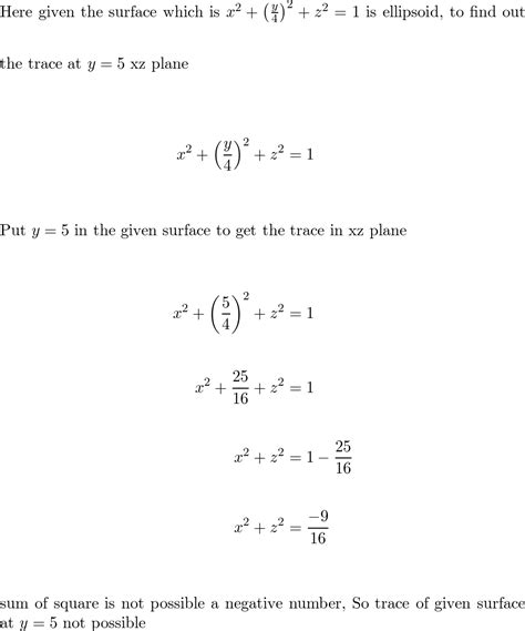 State The Type Of The Quadric Surface And Describe The Trace Quizlet