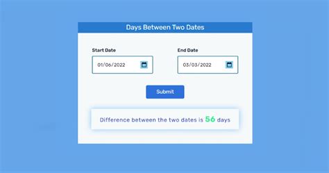 days between two dates using javascript and css