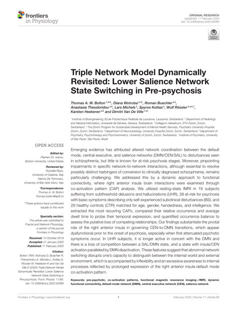 Pdf Triple Network Model Dynamically Revisited Lower Salience