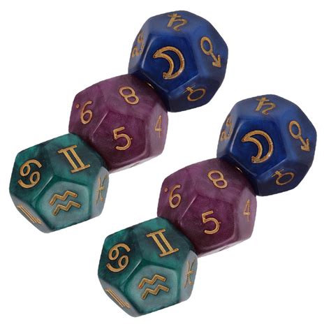 Combr 6 Pieces Of Pearl 12 Sided Astrology Dice For Constellation