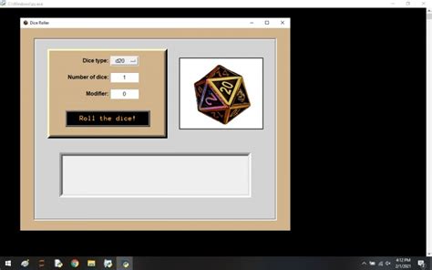 python program to dice roller app using the python tkinter kashipara
