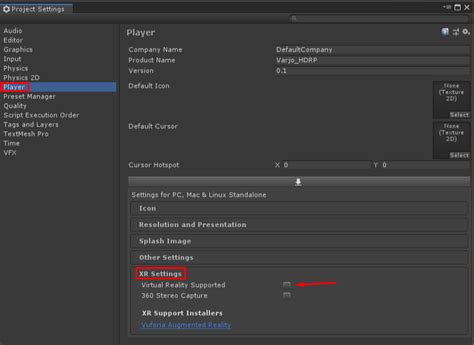 creating a unity project using hdrp varjo for developers