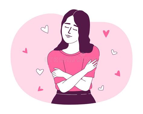 Self Acceptance 2d Vector Isolated Linear Illustration Stock Vector