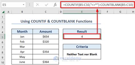 how to use countif for cells not equal to text or blank in excel