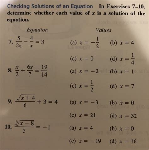 Solved Checking Solutions Of An Equation In Exercises 7 10