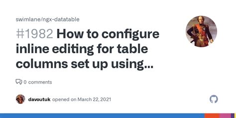 how to configure inline editing for table columns set up using the